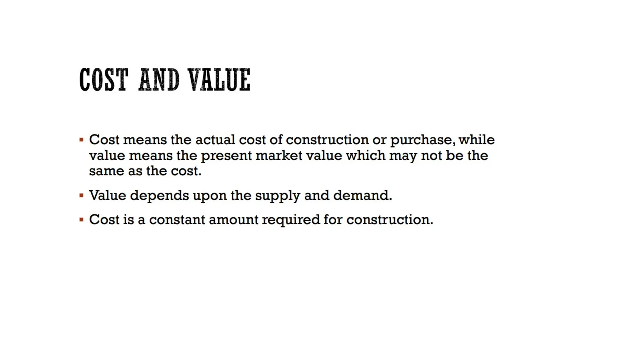 Valuation of building infrastructure and construction | PPT
