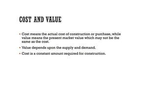 Valuation of building infrastructure and construction | PPT