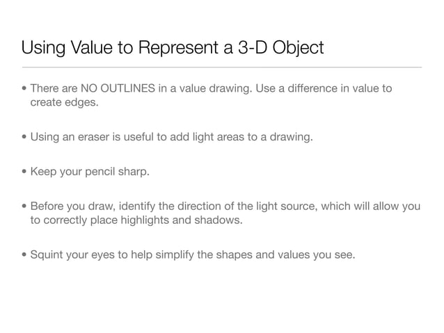 Value | KEY | Drawing and Sketching | Arts and Crafts