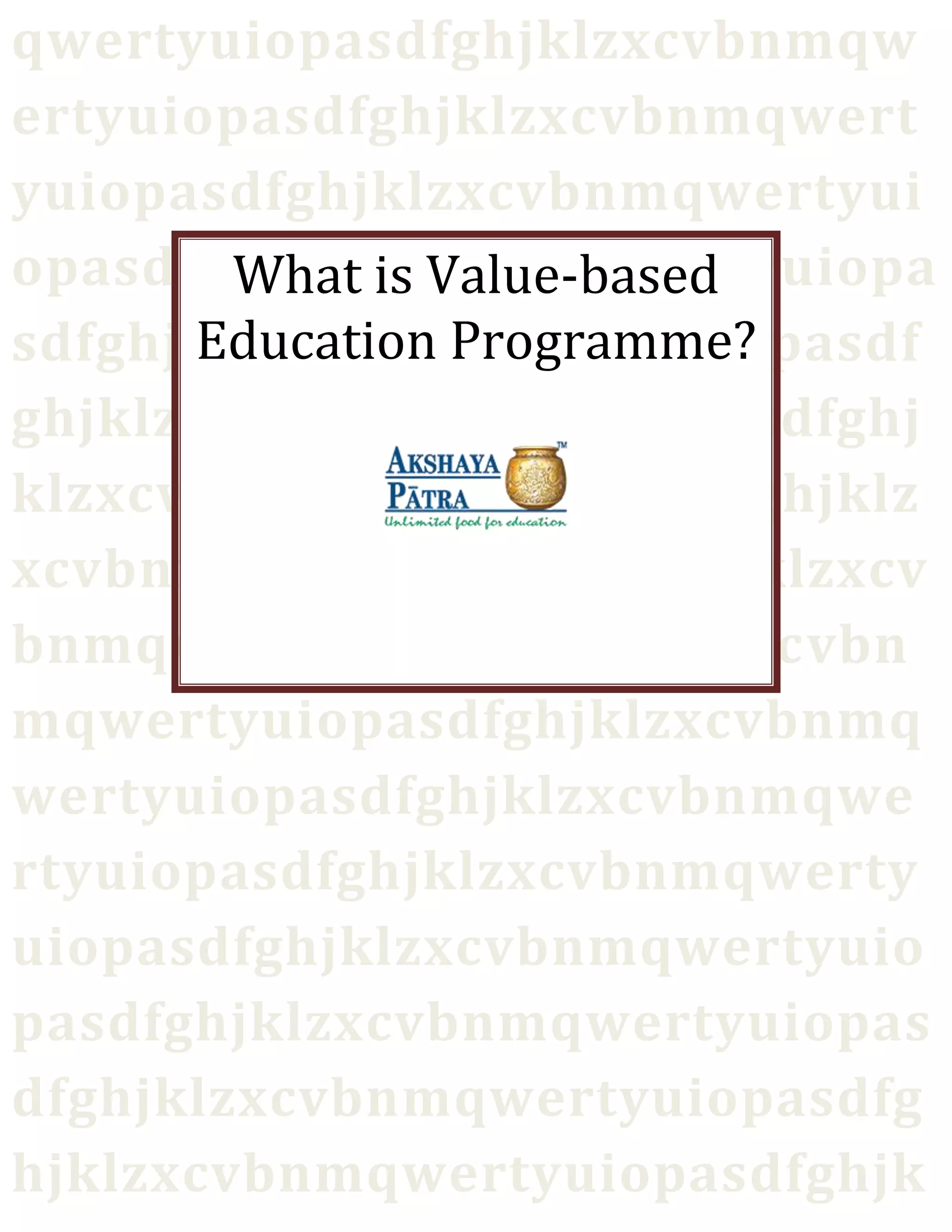 Value based education programme | PDF