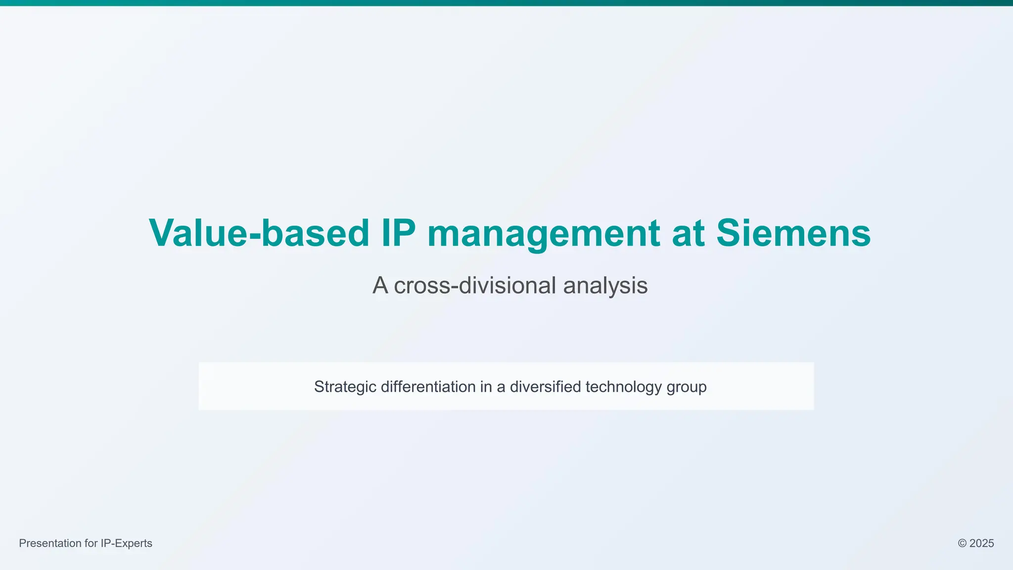 Value-based IP Management at Siemens: A Cross-Divisional Analysis | PDF