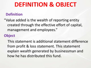 Value added statement: Accounting Theory & Statement | PPTX