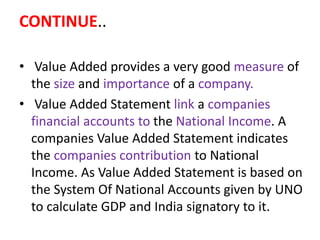 Value added statement: Accounting Theory & Statement | PPTX