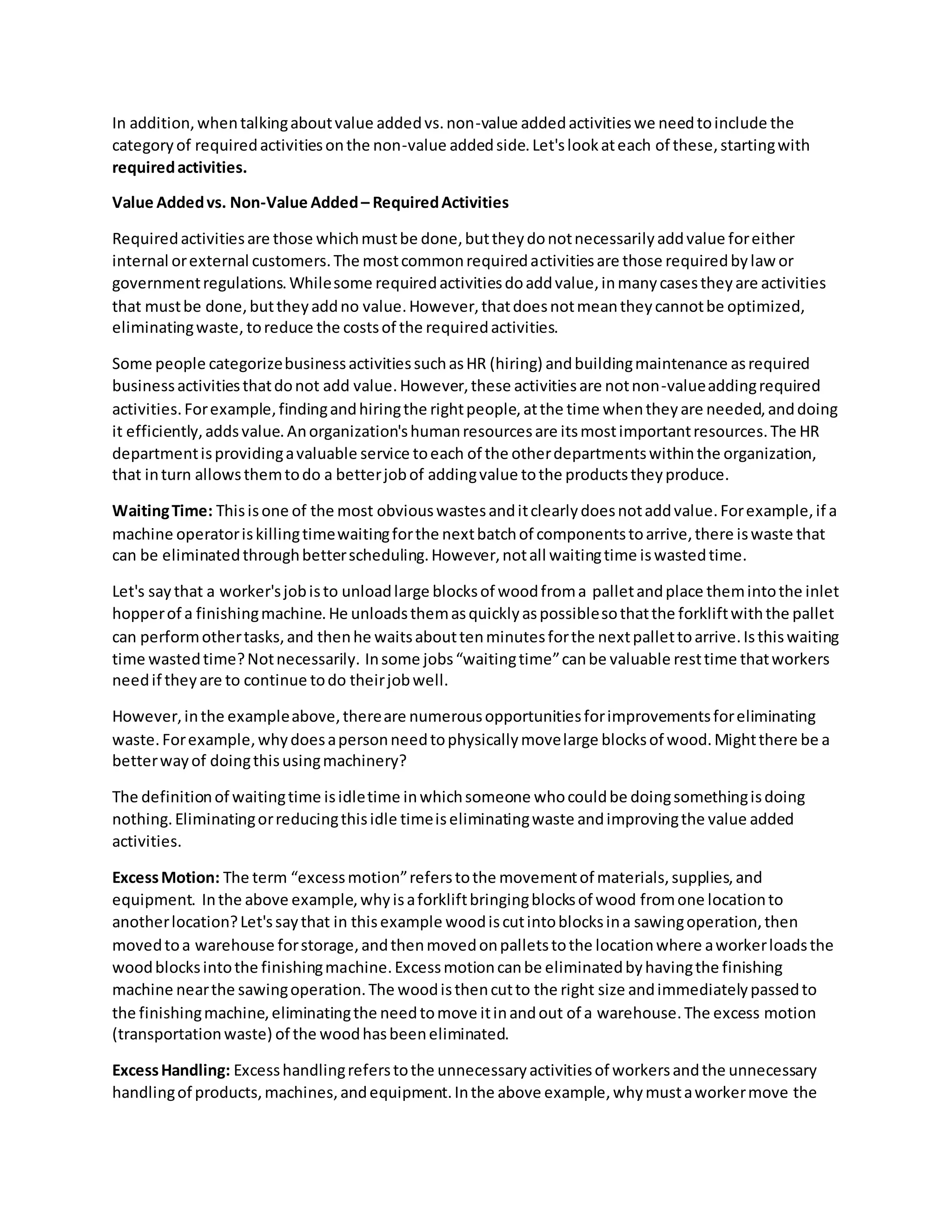 Value added vs non value added | DOCX