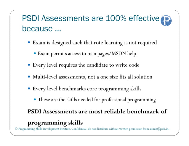 PSDI | World's most reliable programming skill benchmark | PPT