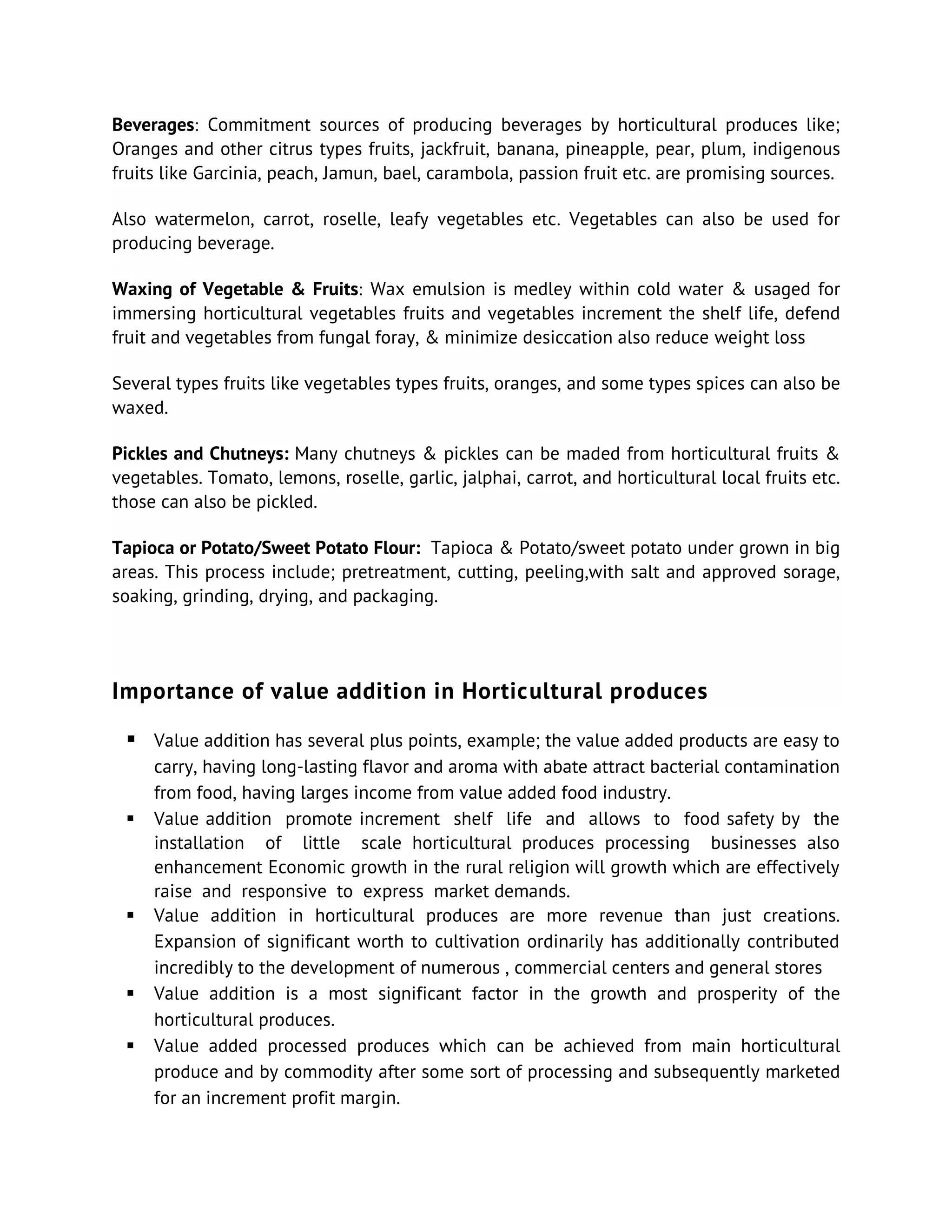 Value addition and preservation method in horticultural produces | PDF