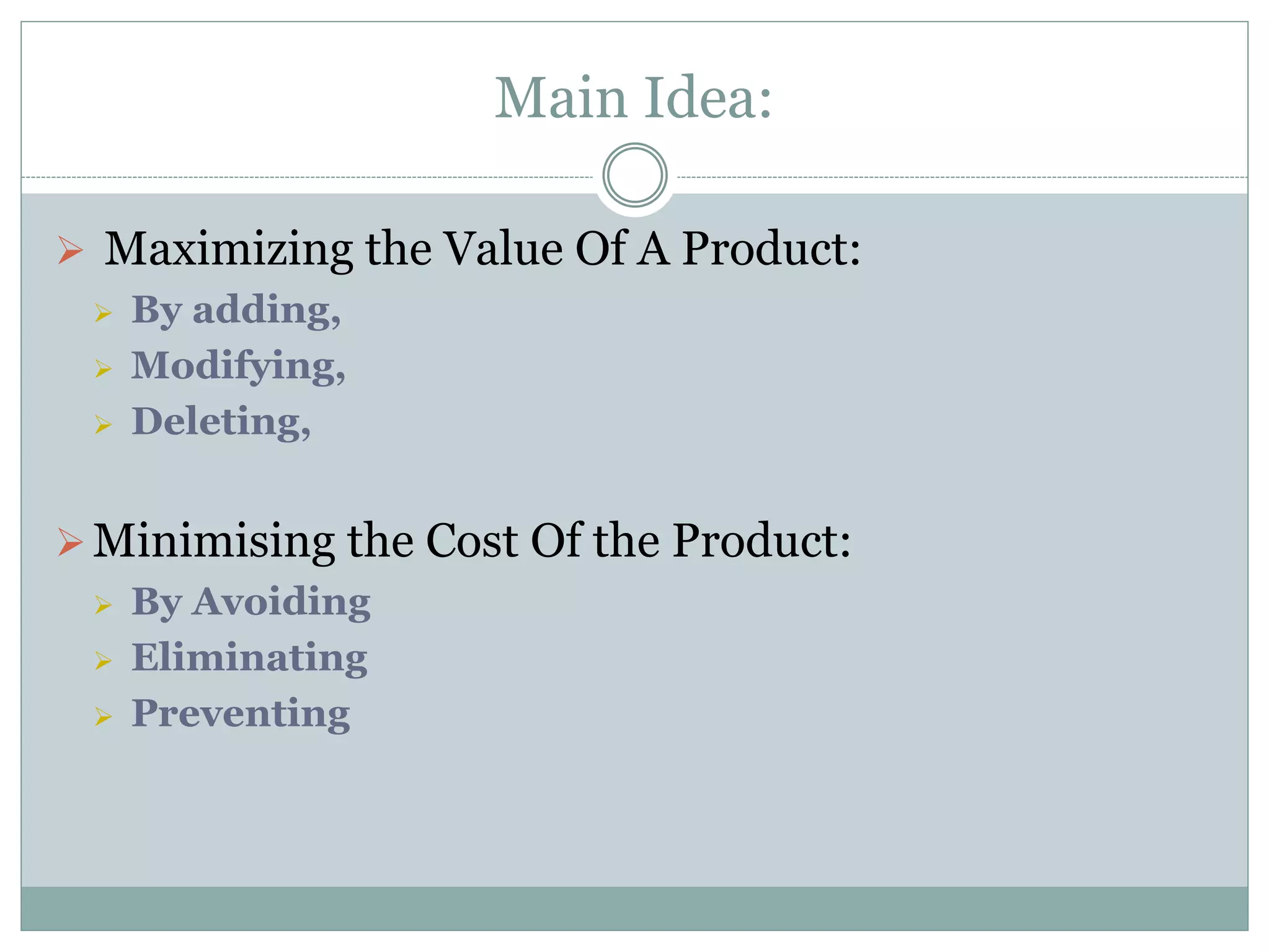 Value analysis and Value Engineering in Cost Control | PPTX