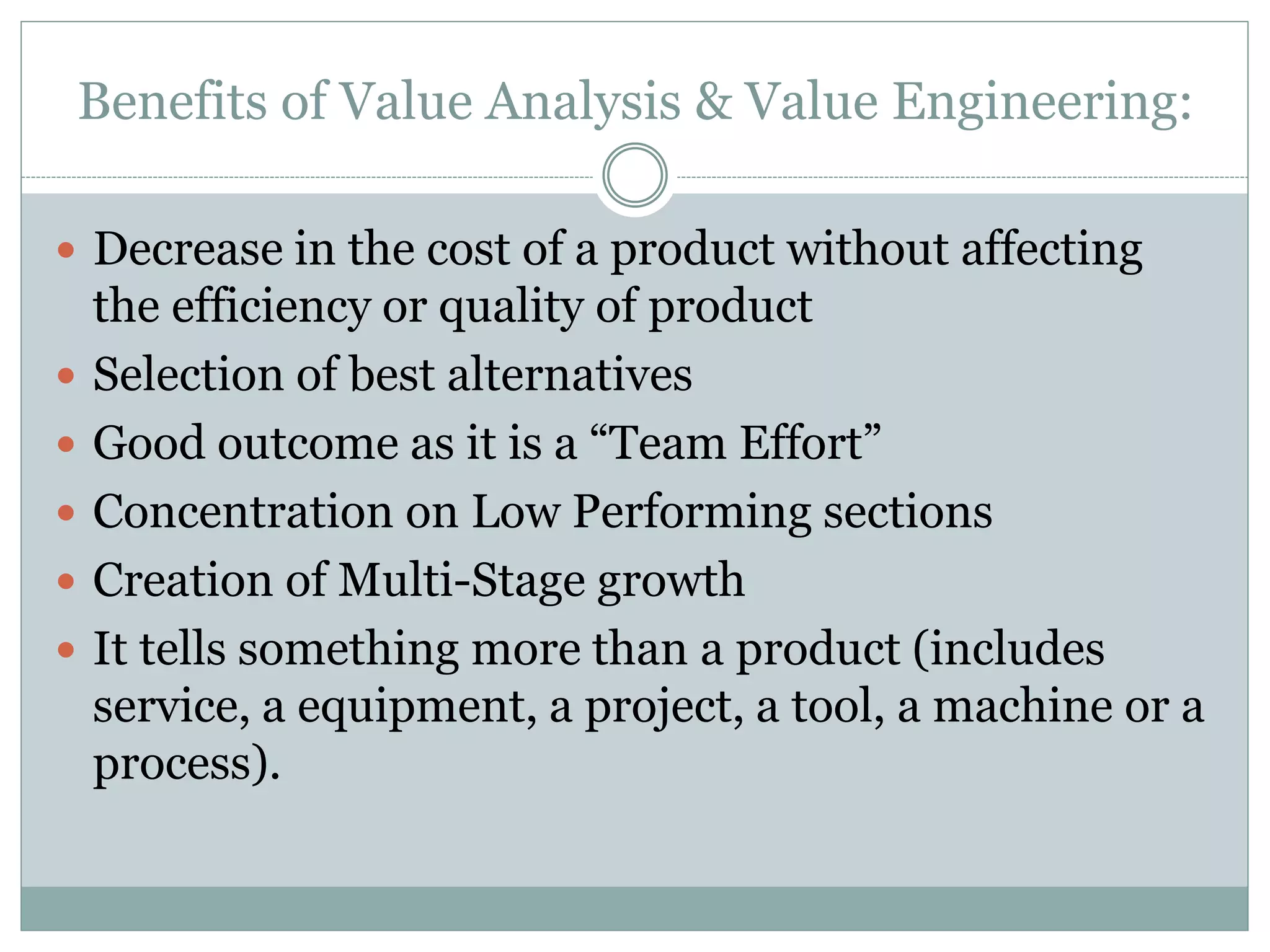 Value analysis and Value Engineering in Cost Control | PPTX