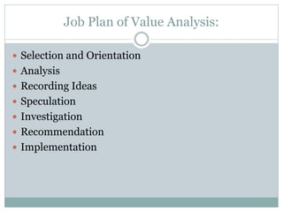 Value analysis and Value Engineering in Cost Control | PPTX