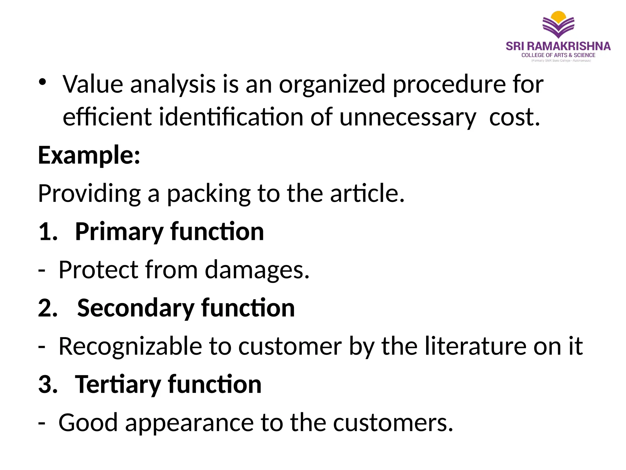 Value Analysis.pptx Function-Oriented Approach: | PPTX