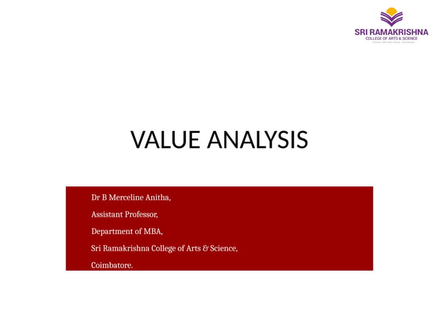 Value Analysis.pptx Function-Oriented Approach: | PPT