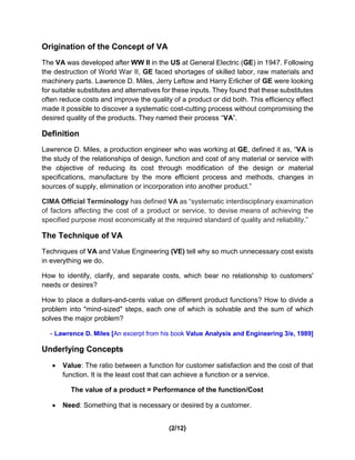 Value Analysis | PDF