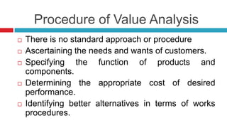 Value analysis and value engineering | PPTX