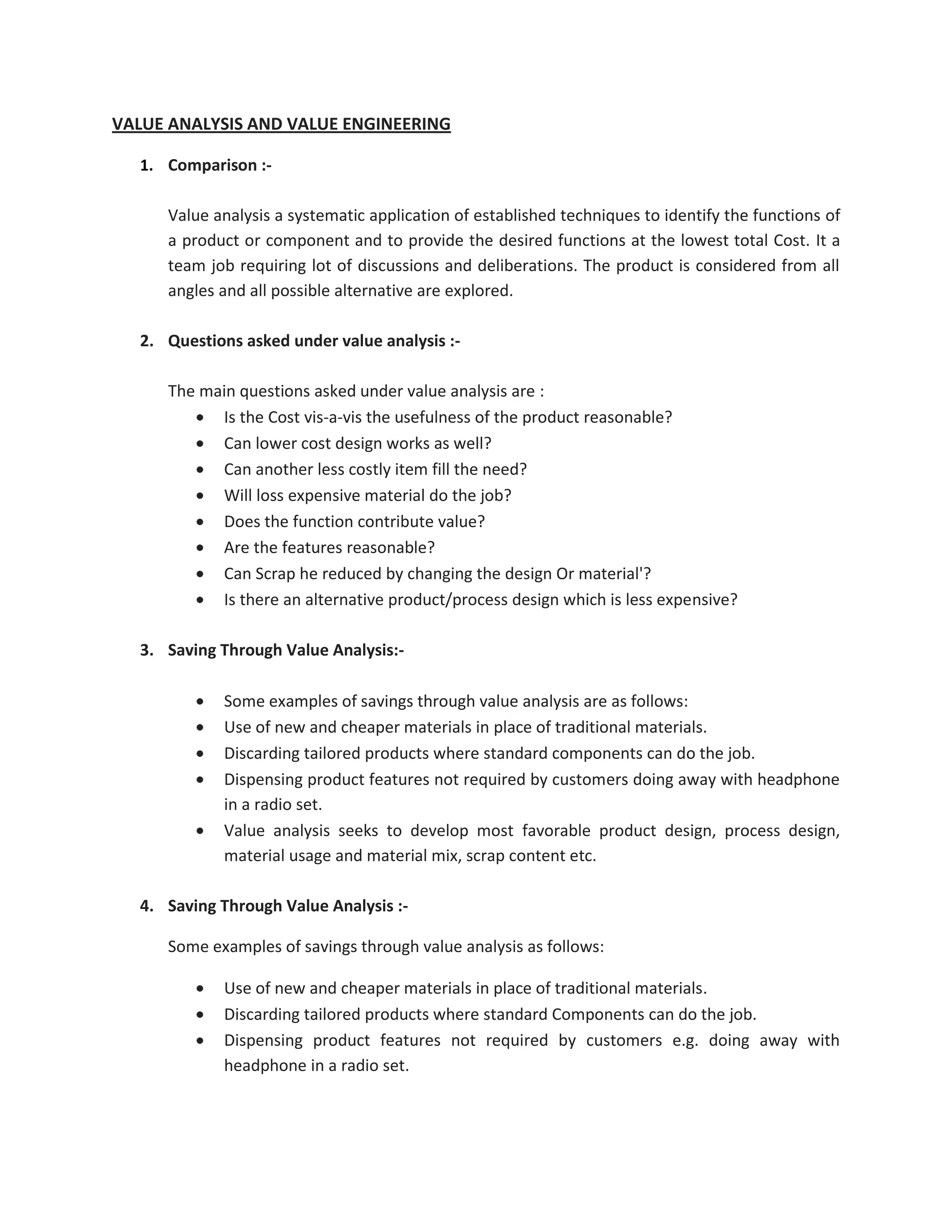 Value analysis and value engineering | PDF
