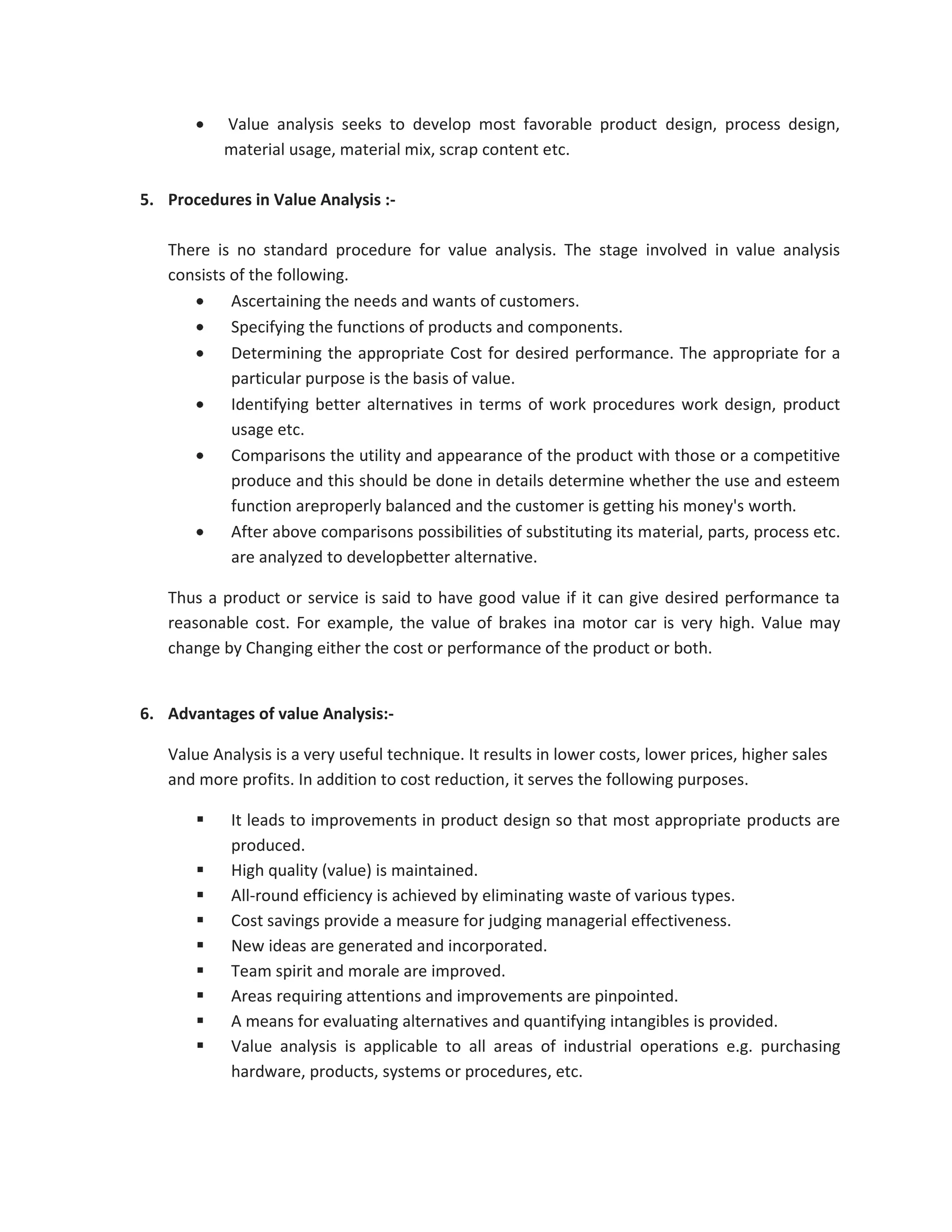 Value analysis and value engineering | DOCX