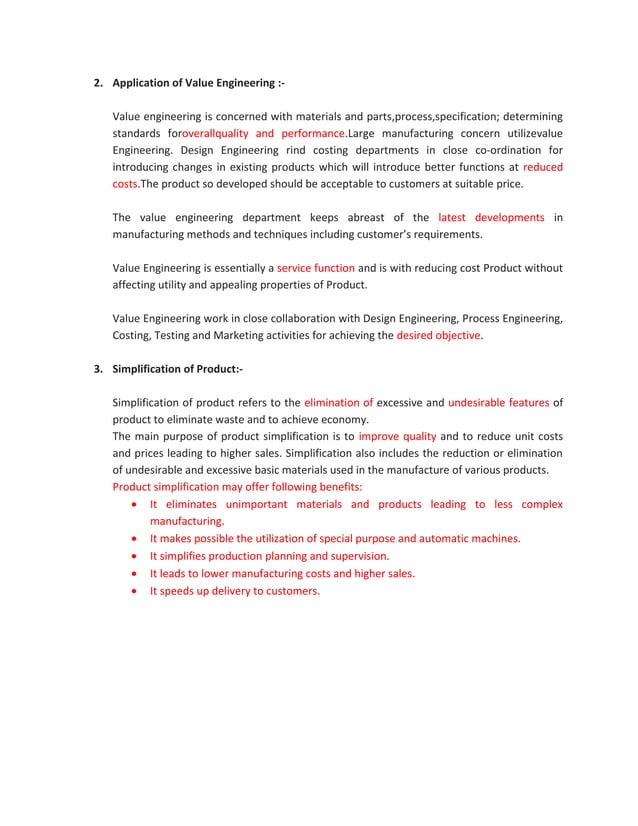 Value analysis and value engineering | DOCX