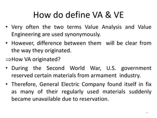 Value analysis and value engineering | PPTX