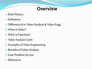 Value_Analysis_and_Value_Engineering, A_seminar_by_Mohan_Kumar_G | PDF