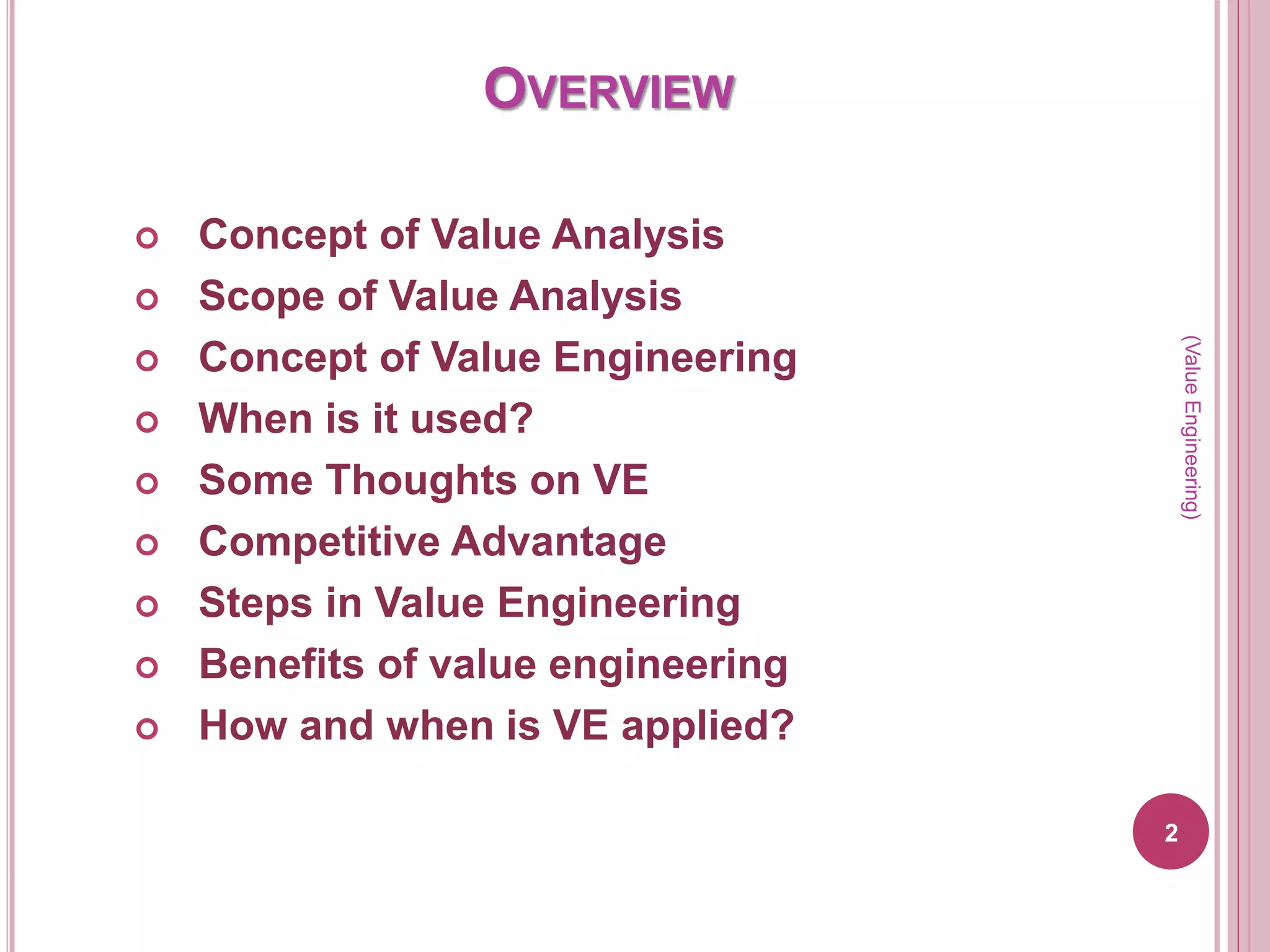 Value Analysis & Value Engineering | PPTX