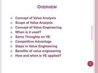 Value Analysis & Value Engineering | PPTX
