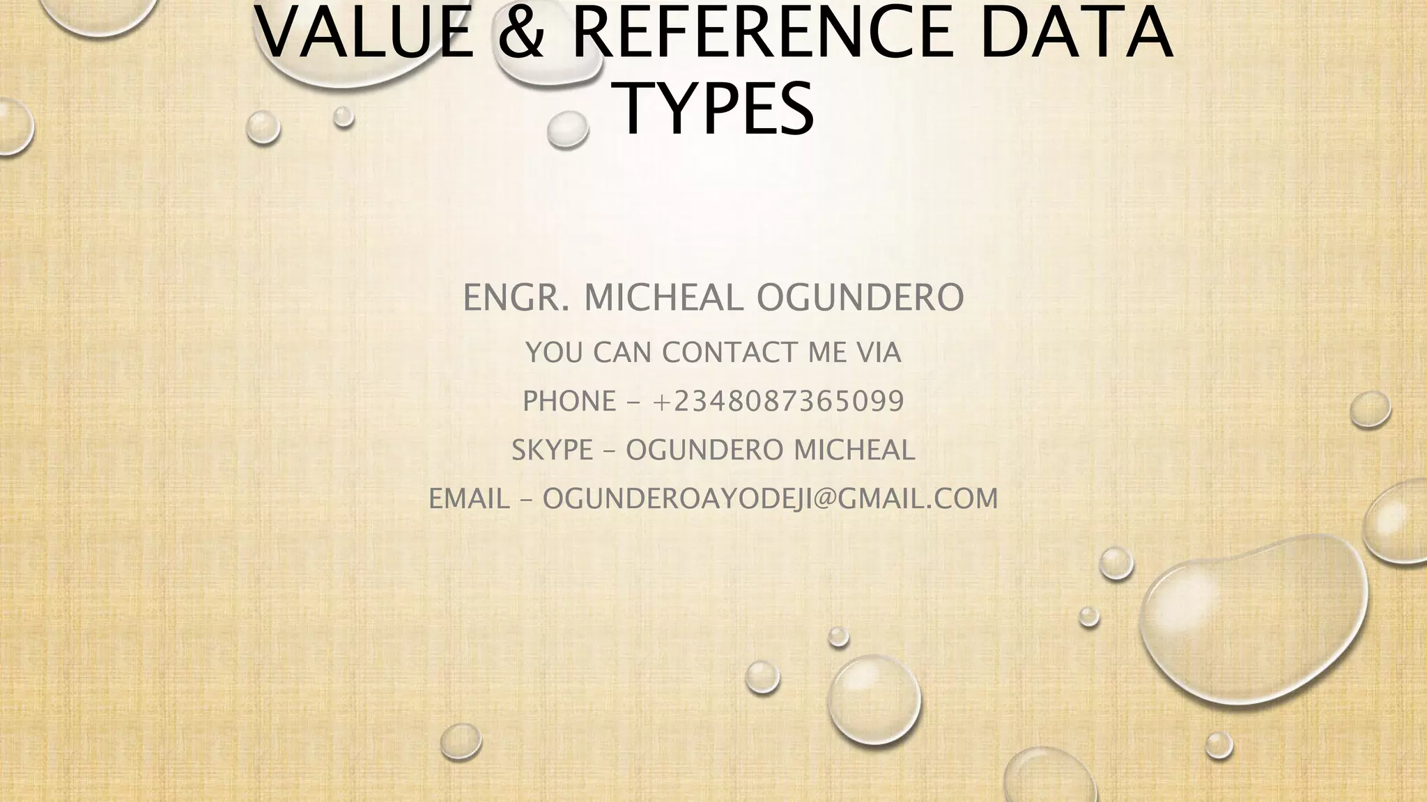 C Value Data Types And Reference Data Types Ppt 