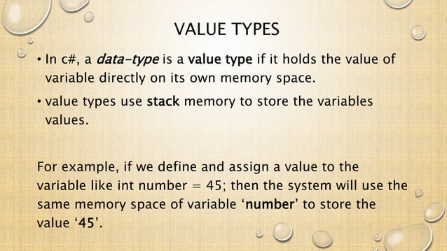 C# Value Data Types and Reference Data Types | PPTX | Programming Languages | Computing