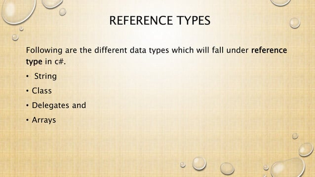C# Value Data Types and Reference Data Types | PPTX | Programming Languages | Computing