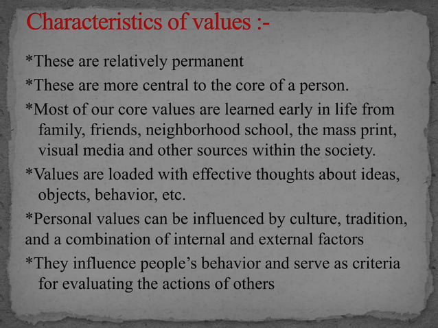 Values and attitude | PPT