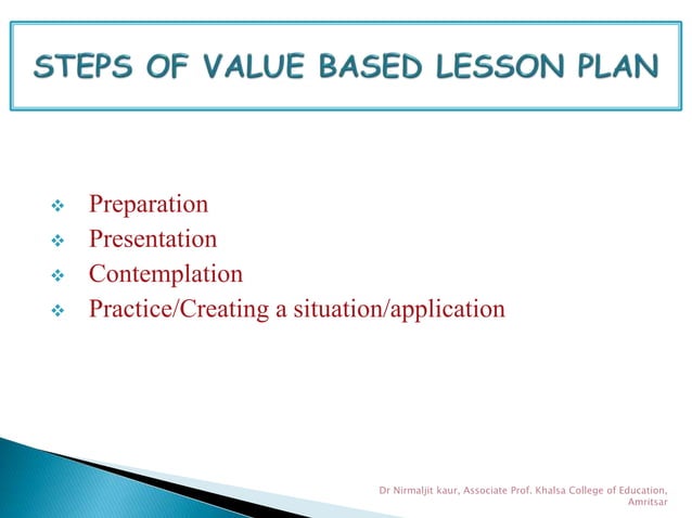 Value based lesson plan | PPTX