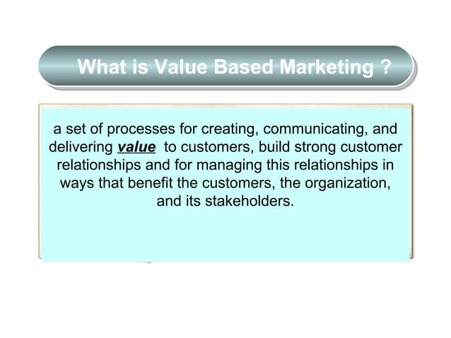 Value based marketing | PPT | Marketing and Advertising | Business