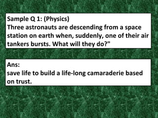 Value based questions | PPT