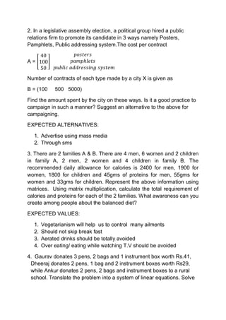 Value based questions xii- maths | PDF