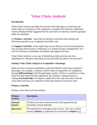 Value chain analysis | DOCX