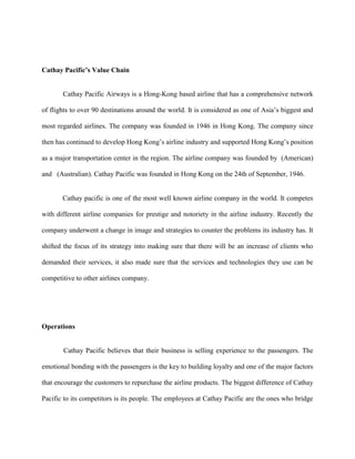Value chain analysis cathay airline | DOCX