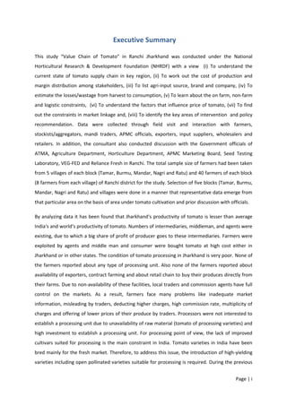 Value Chain Analysis of Tomato -. and production methodspdf | PDF