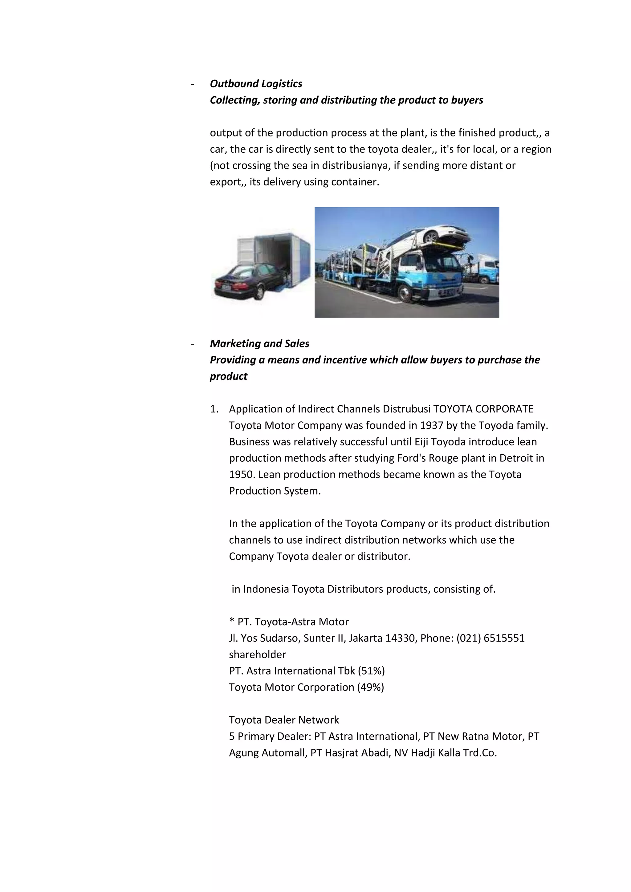 Value chain & competitive advantage of toyota | DOCX