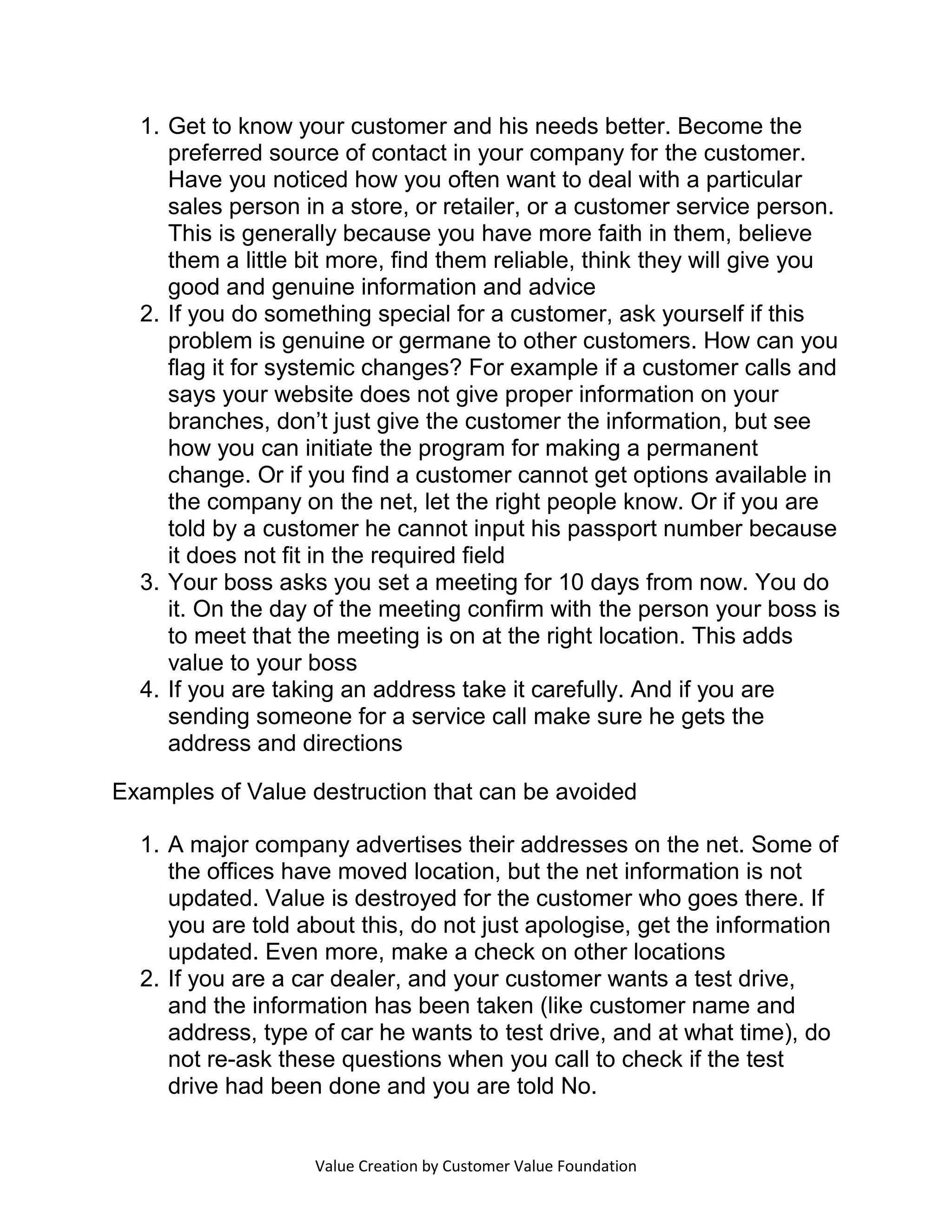 Value Creation Implementation Ideas. Avoid Value Destruction | PDF