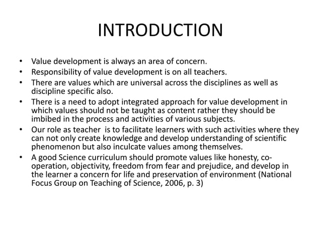 Value development through science | PPT
