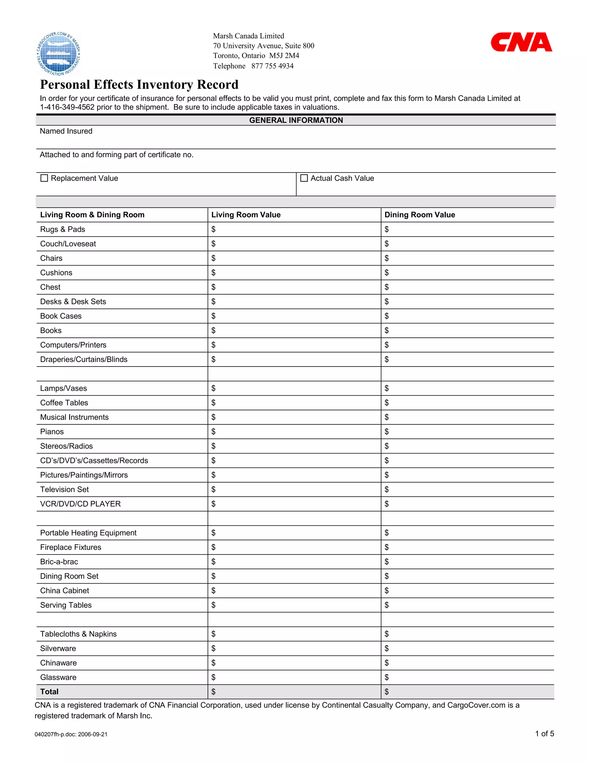 Valued Inventory - BeltinExpress Insurance Claim Form | PDF