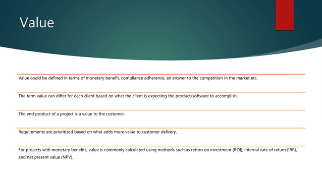 Value driven delivery | PPTX | Logistics | Business