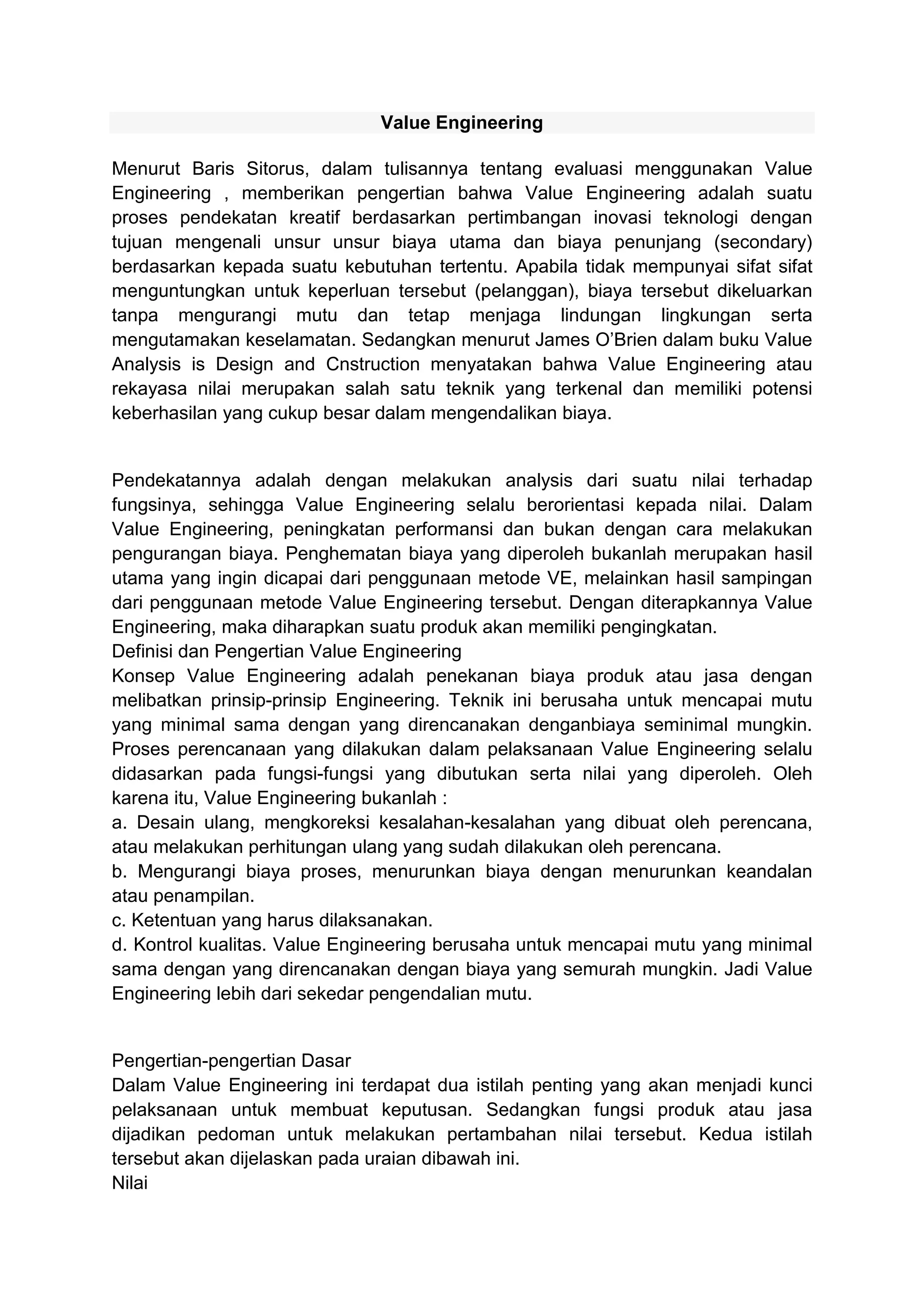 Value engineering | PDF