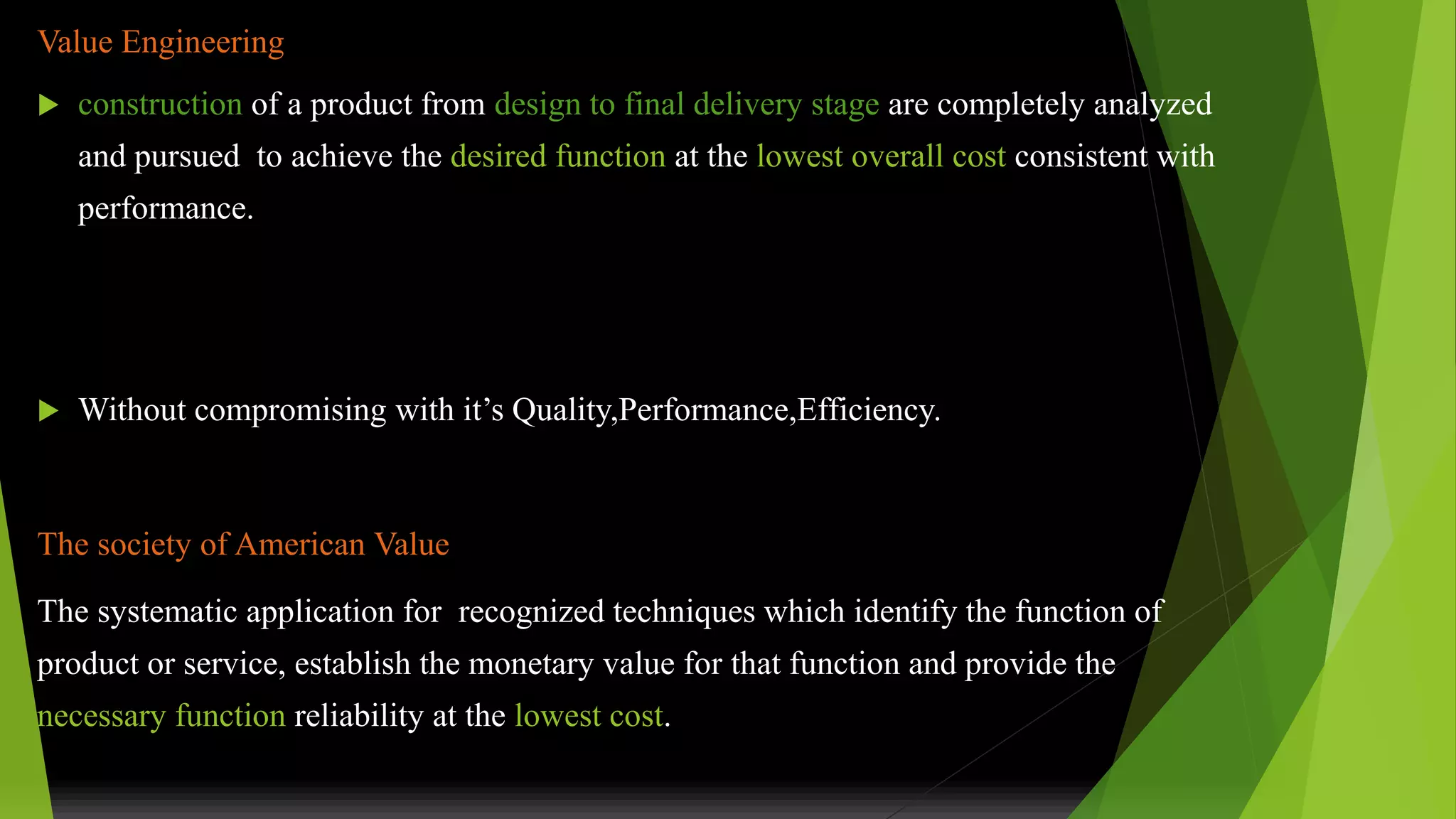 Value engineering and Analysis | PPTX