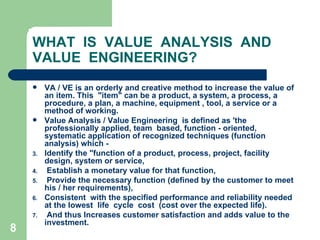 Value Engineering And Value Analysis | PPT