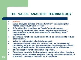Value Engineering And Value Analysis