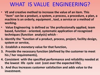 Value engineering Short Over view ppt | PPTX