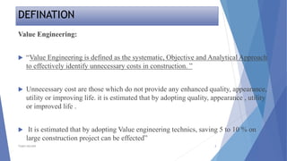 Value engineering seminar presentation | PPTX | Civil Engineering Industry | Industries