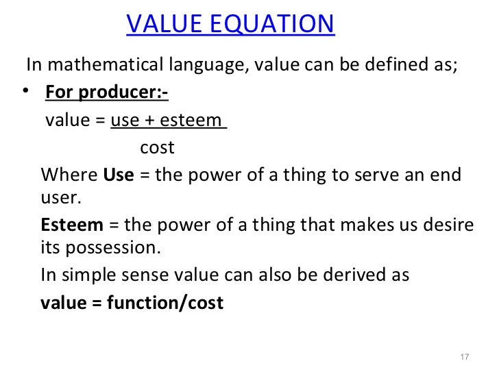 Value equation