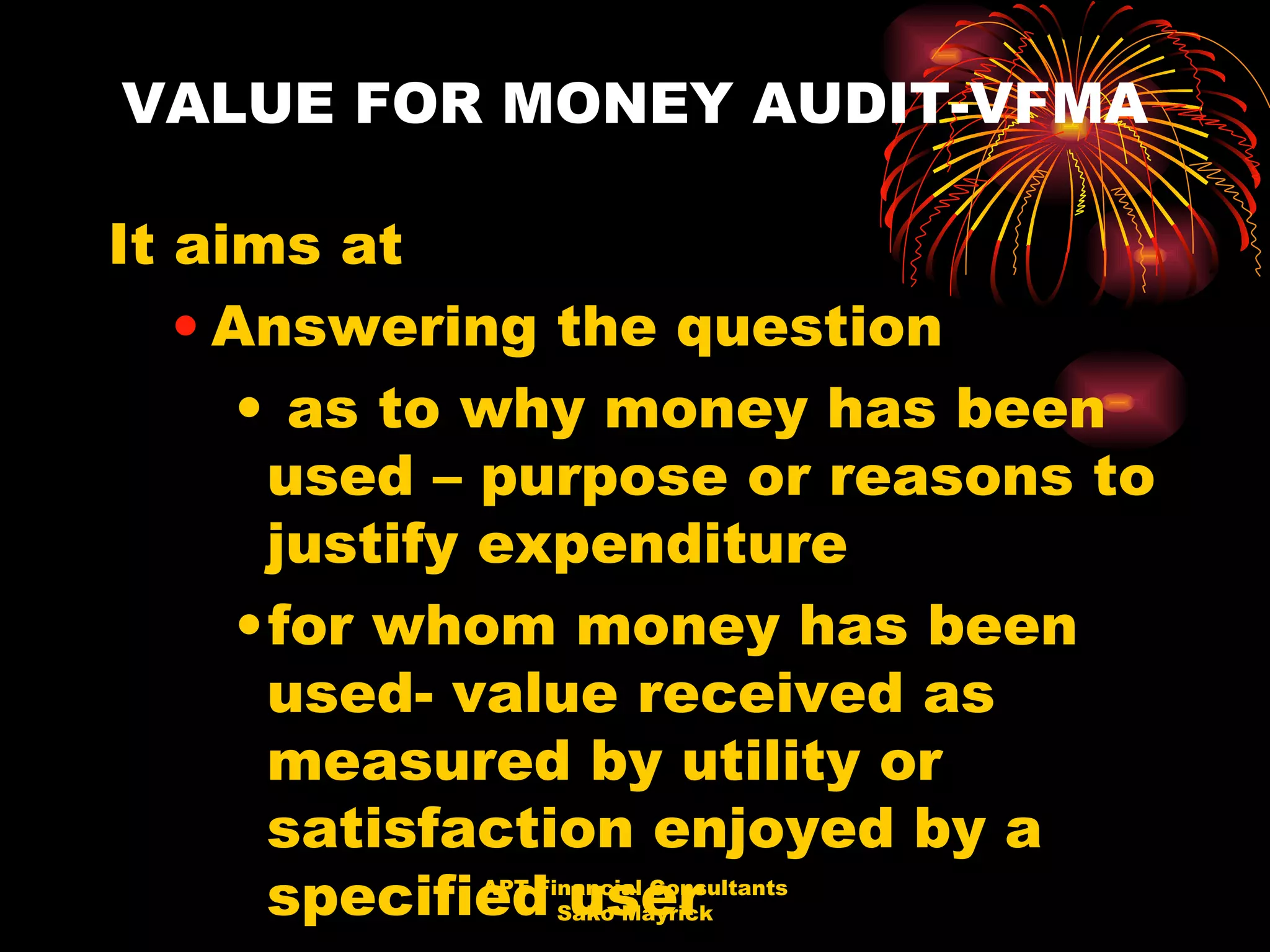 Value for money audit | PPT