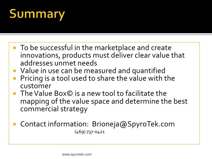 Value in Use Analysis for New Product Introductions