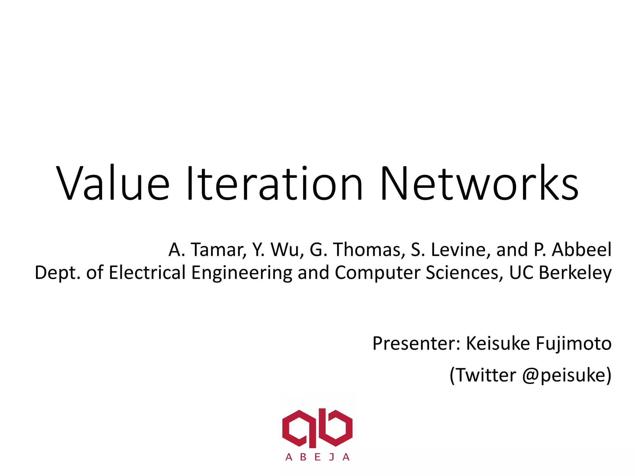Value iteration networks | PDF